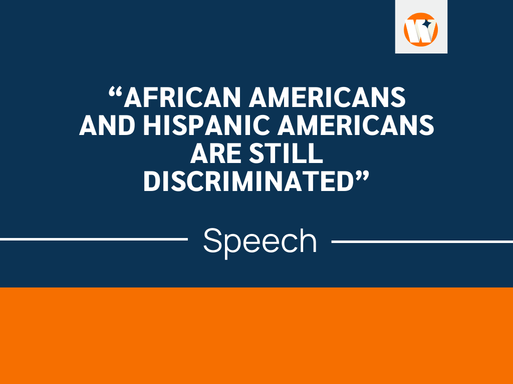 Speech on "Discrimination in America"